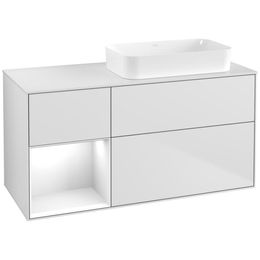 Villeroy & Boch Villeroy und Boch Finion Waschtischunterschrank F681GFMT 120x60,3x50,1cm, Regal links Glossy white lacquer, White matt lacquer