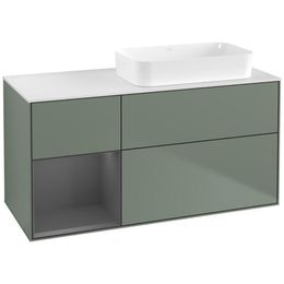 Villeroy & Boch Villeroy und Boch Finion Waschtischunterschrank F681GKGM 120x60,3x50,1cm, Regal links Anthracite matt, Olive Matt Lacquer