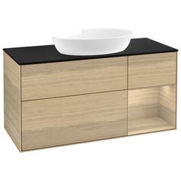 Villeroy & Boch Villeroy und Boch Finion Waschtischunterschrank GA72PCPC 120cm, Abdeckplatte black matt, Emotion, Regale Oak Veneer, Oak Veneer