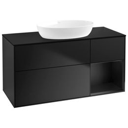 Villeroy & Boch Villeroy und Boch Finion Waschtischunterschrank GA72PDPD 120cm, Abdeckplatte black matt, Emotion, Regale Black matt lacquer, Black matt lacquer