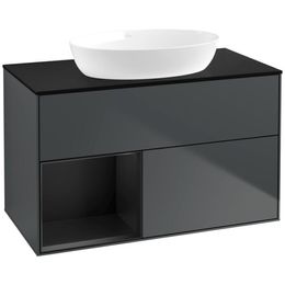 Villeroy & Boch Villeroy und Boch Finion Waschtischunterschrank FA12PDHG 100cm, Abdeckplatte black matt, Regale Black matt lacquer, Midnight Blue Matt Lacquer