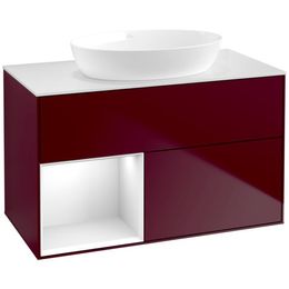 Villeroy & Boch Villeroy und Boch Finion Waschtischunterschrank FA11GFHB 100cm, Abdeckplatte white matt, Regale Glossy white lacquer, Peony Matt