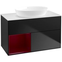 Villeroy & Boch Villeroy und Boch Finion Waschtischunterschrank FA11HBPD 100cm, Abdeckplatte white matt, Regale Peony matt lacquer, Black matt lacquer