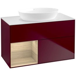 Villeroy & Boch Villeroy und Boch Finion Waschtischunterschrank FA11PCHB 100cm, Abdeckplatte white matt, Regale Oak Veneer, Peony Matt