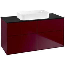 Villeroy & Boch Villeroy und Boch Finion Waschtischunterschrank G67200HB 120x60,3x50,1cm, Glass Black Matt, Peony Matt