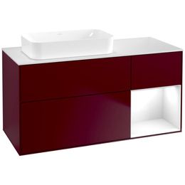 Villeroy & Boch Villeroy und Boch Finion Waschtischunterschrank F691GFHB 120x60,3x50,1cm, Regal rechts Glossy white lacquer, Peony Matt
