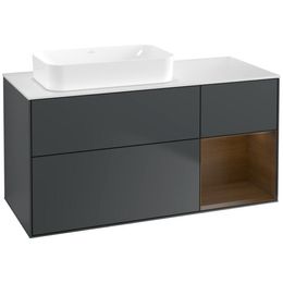 Villeroy & Boch Villeroy und Boch Finion Waschtischunterschrank F691GNHG 120x60,3x50,1cm, Regal rechts Walnut veneer, Midnight Blue Matt Lacquer