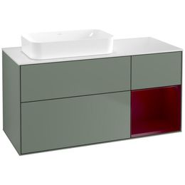 Villeroy & Boch Villeroy und Boch Finion Waschtischunterschrank F691HBGM 120x60,3x50,1cm, Regal rechts Peony, Olive Matt Lacquer