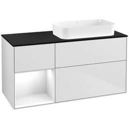 Villeroy & Boch Villeroy und Boch Finion Waschtischunterschrank G682GFMT 120x60,3x50,1cm, Regal links Glossy white lacquer, White matt lacquer