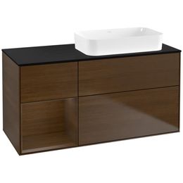 Villeroy & Boch Villeroy und Boch Finion Waschtischunterschrank G682GNGN 120x60,3x50,1cm, Regal links Walnut veneer, Walnut veneer