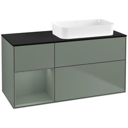 Villeroy & Boch Villeroy und Boch Finion Waschtischunterschrank G682GMGM 120x60,3x50,1cm, Regal links Olive Matt Lacquer, Olive Matt Lacquer