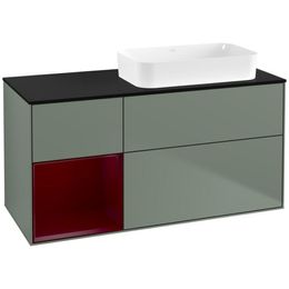 Villeroy & Boch Villeroy und Boch Finion Waschtischunterschrank G682HBGM 120x60,3x50,1cm, Regal links Peony, Olive Matt Lacquer