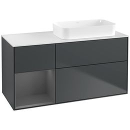 Villeroy & Boch Villeroy und Boch Finion Waschtischunterschrank G681GKHG 120x60,3x50,1cm, Regal links Anthracite matt, Midnight Blue Matt Lacquer