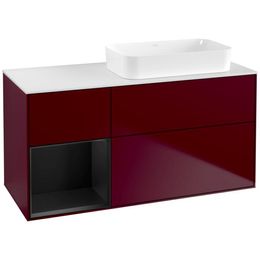 Villeroy & Boch Villeroy und Boch Finion Waschtischunterschrank G681PDHB 120x60,3x50,1cm, Regal links Black matt lacquer, Peony Matt