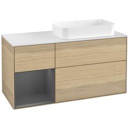 Villeroy & Boch Villeroy und Boch Finion Waschtischunterschrank G681GKPC 120x60,3x50,1cm, Regal links Anthracite matt, Oak Veneer