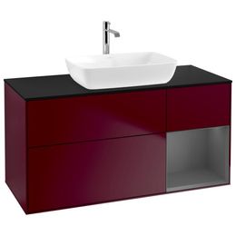 Villeroy & Boch Villeroy und Boch Finion Waschtischunterschrank G832GKHB 120cm, Abdeckplatte black matt, Emotion, Regale Anthracite matt lacquer, Peony Matt