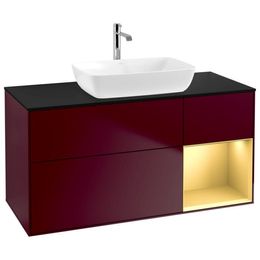 Villeroy & Boch Villeroy und Boch Finion Waschtischunterschrank G832HFHB 120cm, Abdeckplatte black matt, Emotion, Regale Gold matt lacquer, Peony Matt