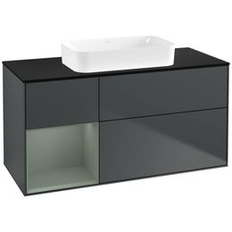 Villeroy & Boch Villeroy und Boch Finion Waschtischunterschrank G702GMHG 120x60,3x50,1cm, Regal rechts Olive Matt Lacquer, Midnight Blue Matt Lacquer