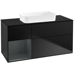 Villeroy & Boch Villeroy und Boch Finion Waschtischunterschrank G702HGPD 120x60,3x50,1cm, Regal rechts Midnight Blue Matt Lacquer, Black matt lacquer