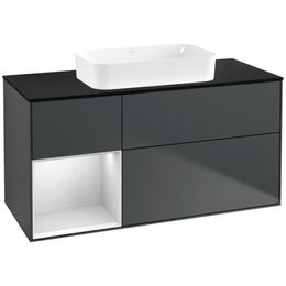 Villeroy & Boch Villeroy und Boch Finion Waschtischunterschrank G702MTHG 120x60,3x50,1cm, Regal rechts White matt lacquer, Midnight Blue Matt Lacquer