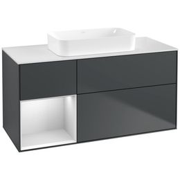 Villeroy & Boch Villeroy und Boch Finion Waschtischunterschrank G701MTHG 120x60,3x50,1cm, Regal rechts White matt lacquer, Midnight Blue Matt Lacquer