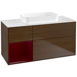 Villeroy & Boch Villeroy und Boch Finion Waschtischunterschrank G701HBGN 120x60,3x50,1cm, Regal rechts Peony, Walnut veneer
