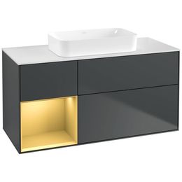 Villeroy & Boch Villeroy und Boch Finion Waschtischunterschrank G701HFHG 120x60,3x50,1cm, Regal rechts Gold matt, Midnight Blue Matt Lacquer