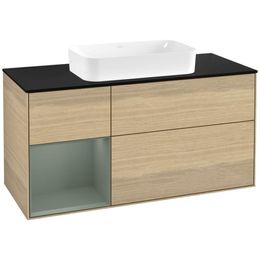 Villeroy & Boch Villeroy und Boch Finion Waschtischunterschrank F702GMPC 120x60,3x50,1cm, Regal links Olive Matt Lacquer, Oak Veneer