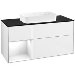 Villeroy & Boch Villeroy und Boch Finion Waschtischunterschrank F702GFGF 120x60,3x50,1cm, Regal links Glossy white lacquer, Glossy white lacquer