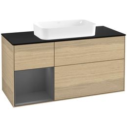Villeroy & Boch Villeroy und Boch Finion Waschtischunterschrank F702GKPC 120x60,3x50,1cm, Regal links Anthracite matt, Oak Veneer