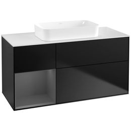 Villeroy & Boch Villeroy und Boch Finion Waschtischunterschrank F701GKPD 120x60,3x50,1cm, Regal links Anthracite matt, Black matt lacquer
