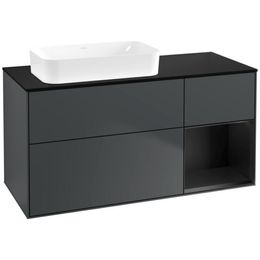 Villeroy & Boch Villeroy und Boch Finion Waschtischunterschrank G692PDHG 120x60,3x50,1cm, Regal rechts Black matt lacquer, Midnight Blue Matt Lacquer
