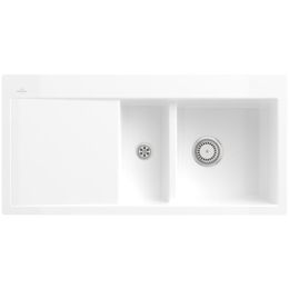 Villeroy & Boch Villeroy und Boch Subway Fl&auml;chenb&uuml;ndige Sp&uuml;le 67121FR1 Becken rechts, mit Ablaufgarnitur und Handbet&auml;tigung, wei&szlig;