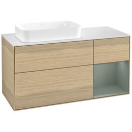 Villeroy & Boch Villeroy und Boch Finion Waschtischunterschrank G691GMPC 120x60,3x50,1cm, Regal rechts Olive Matt Lacquer, Oak Veneer