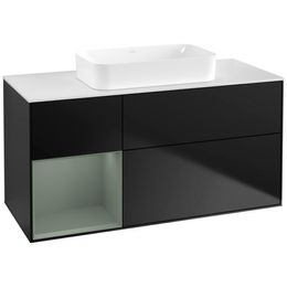 Villeroy & Boch Villeroy und Boch Finion Waschtischunterschrank F701GMPD 120x60,3x50,1cm, Regal links Olive Matt Lacquer, Black matt lacquer
