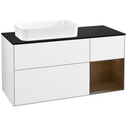 Villeroy & Boch Villeroy und Boch Finion Waschtischunterschrank G692GNGF 120x60,3x50,1cm, Regal rechts Walnut veneer, Glossy white lacquer