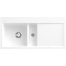 Villeroy & Boch Villeroy und Boch Subway Fl&auml;chenb&uuml;ndige Sp&uuml;le 67701FRW Becken links, mit Ablaufgarnitur und Handbet&auml;tigung, Stone White