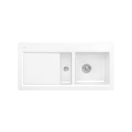 Villeroy & Boch Villeroy und Boch Subway Fl&auml;chenb&uuml;ndige Sp&uuml;le 67122FKG Becken rechts, mit Ablaufgarnitur und Excenterbet&auml;tigung, Snow White