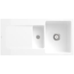 Villeroy & Boch Villeroy und Boch Siluet Fl&auml;chenb&uuml;ndige Sp&uuml;le 33371FKG mit Ablaufgarnitur und Handbet&auml;tigung, Snow White