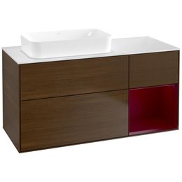 Villeroy & Boch Villeroy und Boch Finion Waschtischunterschrank G691HBGN 120x60,3x50,1cm, Regal rechts Peony, Walnut veneer