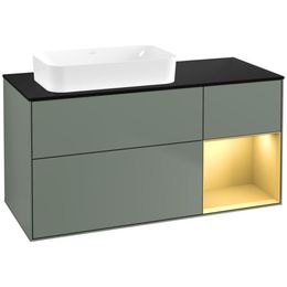 Villeroy & Boch Villeroy und Boch Finion Waschtischunterschrank G692HFGM 120x60,3x50,1cm, Regal rechts Gold matt, Olive Matt Lacquer