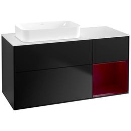 Villeroy & Boch Villeroy und Boch Finion Waschtischunterschrank G691HBPD 120x60,3x50,1cm, Regal rechts Peony, Black matt lacquer