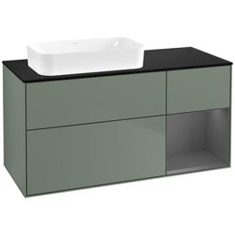 Villeroy & Boch Villeroy und Boch Finion Waschtischunterschrank F692GKGM 120x60,3x50,1cm, Regal rechts Anthracite matt, Olive Matt Lacquer