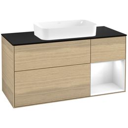 Villeroy & Boch Villeroy und Boch Finion Waschtischunterschrank G712GFPC 120x60,3x50,1cm, Regal rechts Glossy white lacquer, Oak Veneer