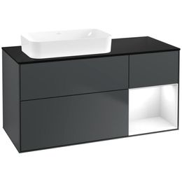 Villeroy & Boch Villeroy und Boch Finion Waschtischunterschrank F692GFHG 120x60,3x50,1cm, Regal rechts Glossy white lacquer, Midnight Blue Matt Lacquer