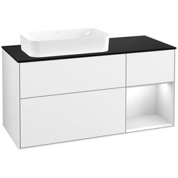 Villeroy & Boch Villeroy und Boch Finion Waschtischunterschrank F692MTGF 120x60,3x50,1cm, Regal rechts White matt lacquer, Glossy white lacquer