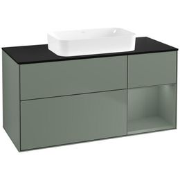Villeroy & Boch Villeroy und Boch Finion Waschtischunterschrank G712GMGM 120x60,3x50,1cm, Regal rechts Olive Matt Lacquer, Olive Matt Lacquer