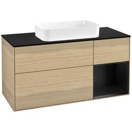 Villeroy & Boch Villeroy und Boch Finion Waschtischunterschrank G712PDPC 120x60,3x50,1cm, Regal rechts Black matt lacquer, Oak Veneer