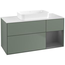 Villeroy & Boch Villeroy und Boch Finion Waschtischunterschrank G711GKGM 120x60,3x50,1cm, Regal rechts Anthracite matt, Olive Matt Lacquer