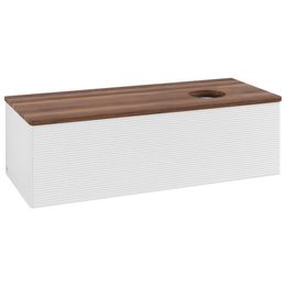 Villeroy & Boch Villeroy und Boch Antao Waschtisch-Unterschrank L34112GF mit Beleuchtung, 120x36x50cm, Waschbeckenplattenfarbe warm walnut, glossy white lacquer
